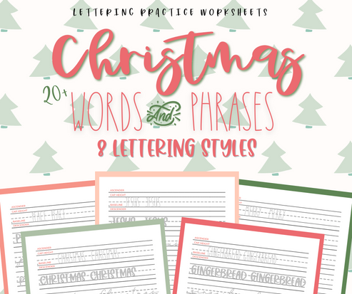 Christmas Words Hand Lettering Worksheets – Abby Rike
